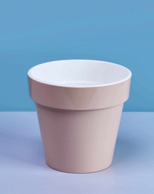 Кашпо для цветов Plast Avenue / Пласт Авеню Прото со вставкой, полипропилен жемчуг объем 9л диаметр 27.5см