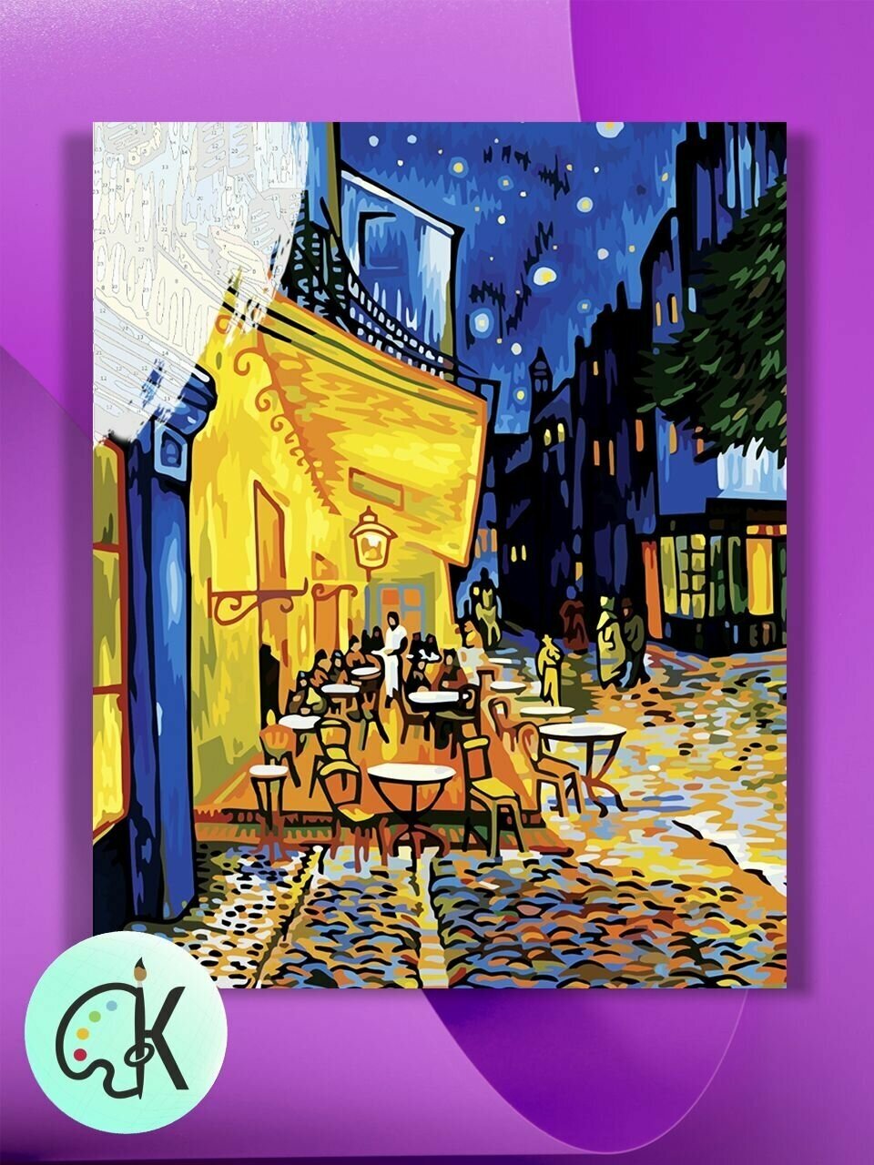 Картина по номерам на холсте Ван Гог - Ночной Ресторанчик, 30 х 40 см