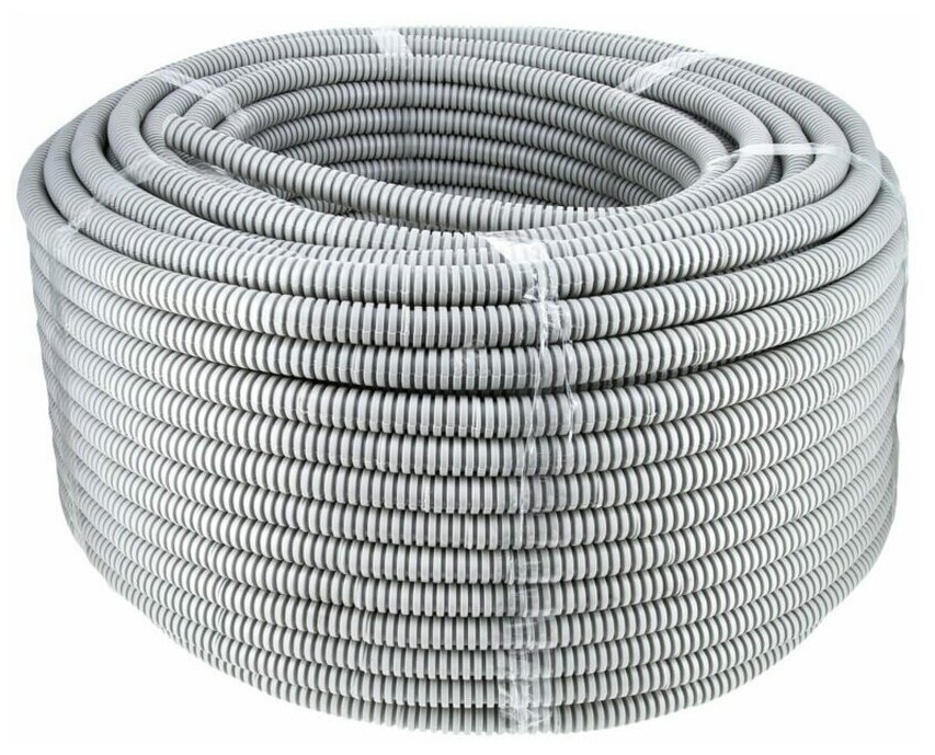 Труба гофрированная ПВХ d=25мм серая с зондом, легкого типа (75м)