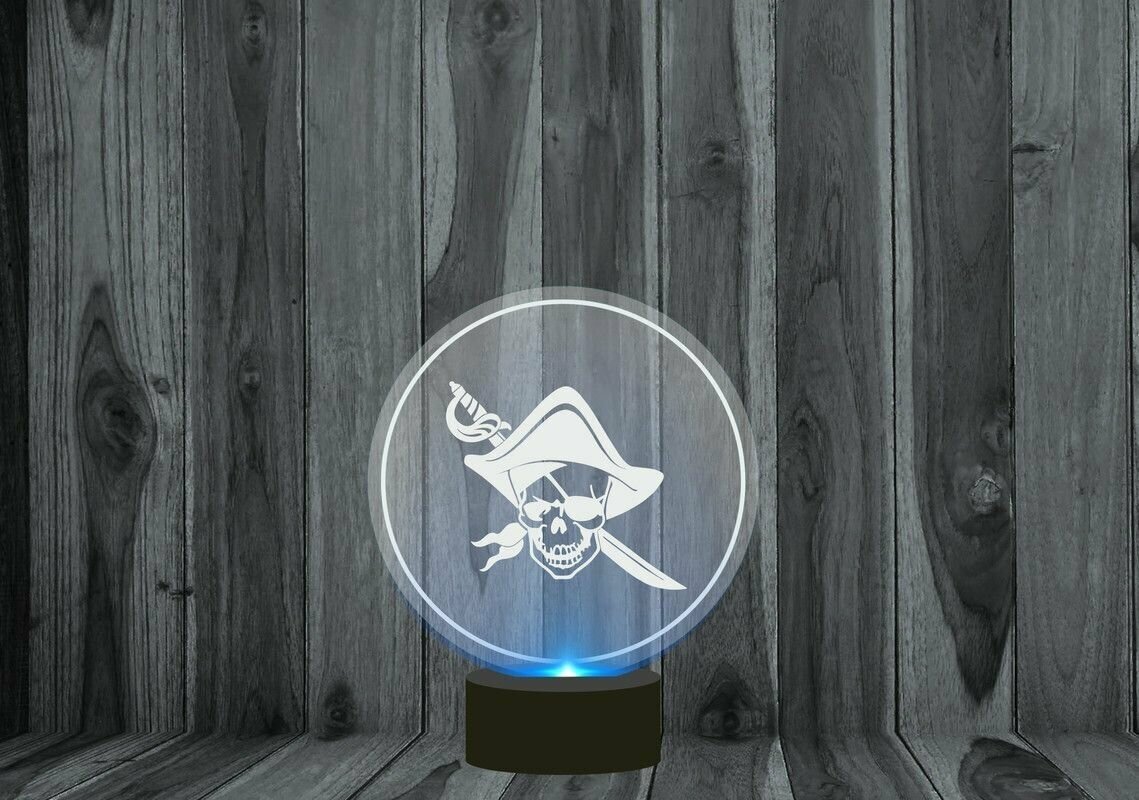 Светильник, ночник 3D BUGRIKSHOP детям принт "Пираты Карибского моря" - 0001