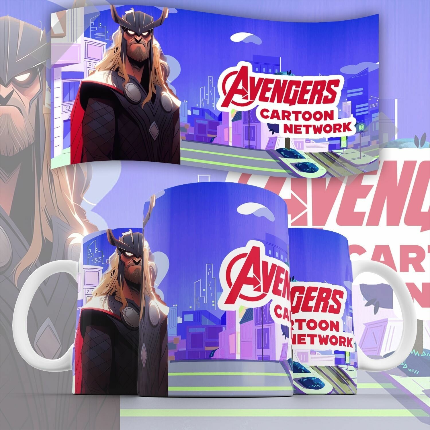 Кружка "Avengers Cartoon Network / Мстители с стиле Cartoon Network" Forte Print 330мл