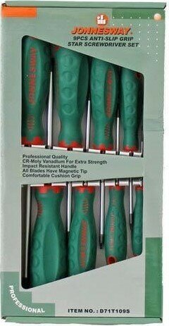 Набор отверток стержневых TORX® ANTI-SLIP GRIP, 9 предметов JONNESWAY D71T109S
