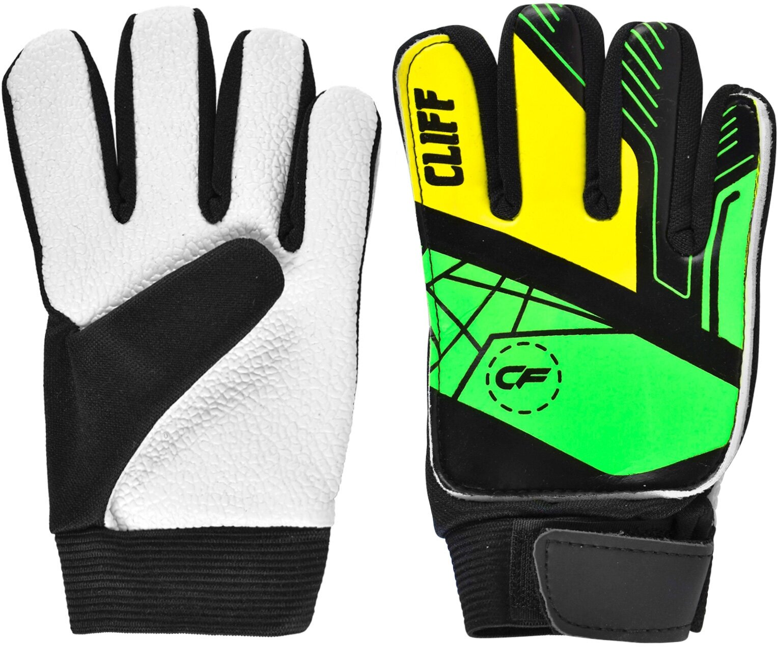 Перчатки вратарские детские CLIFF СS-0905, желто-зеленые, р.5