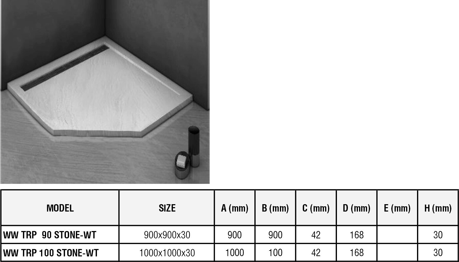 Душевой поддон WeltWasser WW TRP 100 STONE-WT 100x100 10000004364