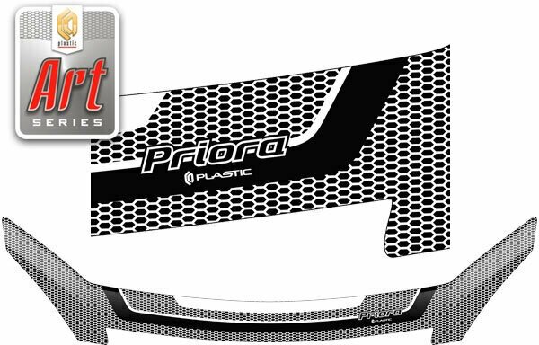 Дефлектор капота Серия "Art" графит ВАЗ Lada Priora хэтчбэк Год выпуска 2007