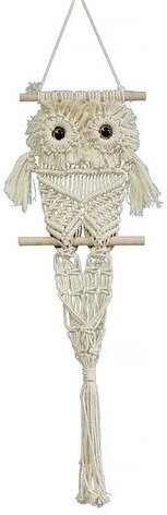 Макраме-панно на стену "Сова" из хлопкового шнура (20 x 57 см)
