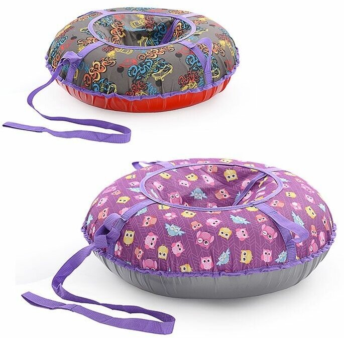 Санки надувные "Ватрушка" D-1,1 м (с рисунком) с молнией, 1шт мультиколор