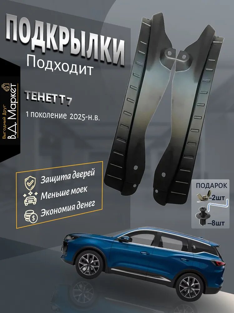 Подкрылки задних колес (арка крыла) для Тенет T7 / TENET T7 2025-2026, локеры, защита колесных арок, аксессуары для автомобиля, комплект 2 шт.