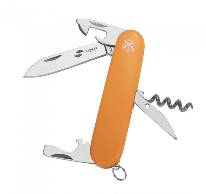 Stinger FK-K5017-5P Нож перочинный stinger, 90 мм, 10 функций, материал рукояти: абс-пластик (оранжевый)