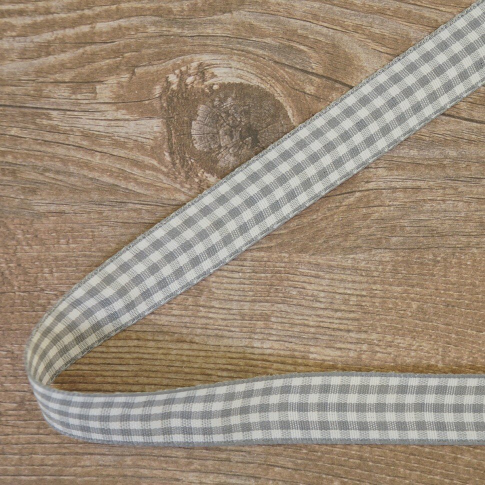 Hemline R13115/007 Лента с рисунком на картонной катушке "Клетка", цвет серый