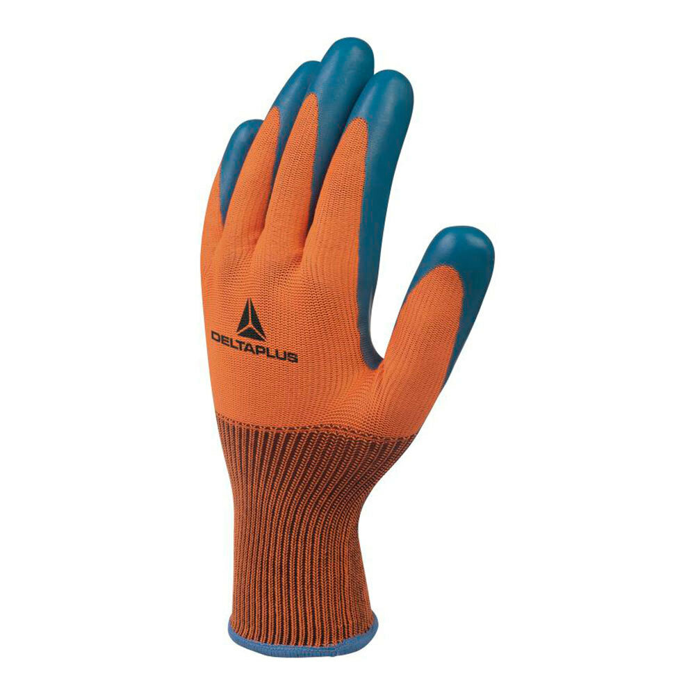 Перчатки полиэстеровые 13 нитей с латексным обливом Delta Plus VE733OR оранжевые XL