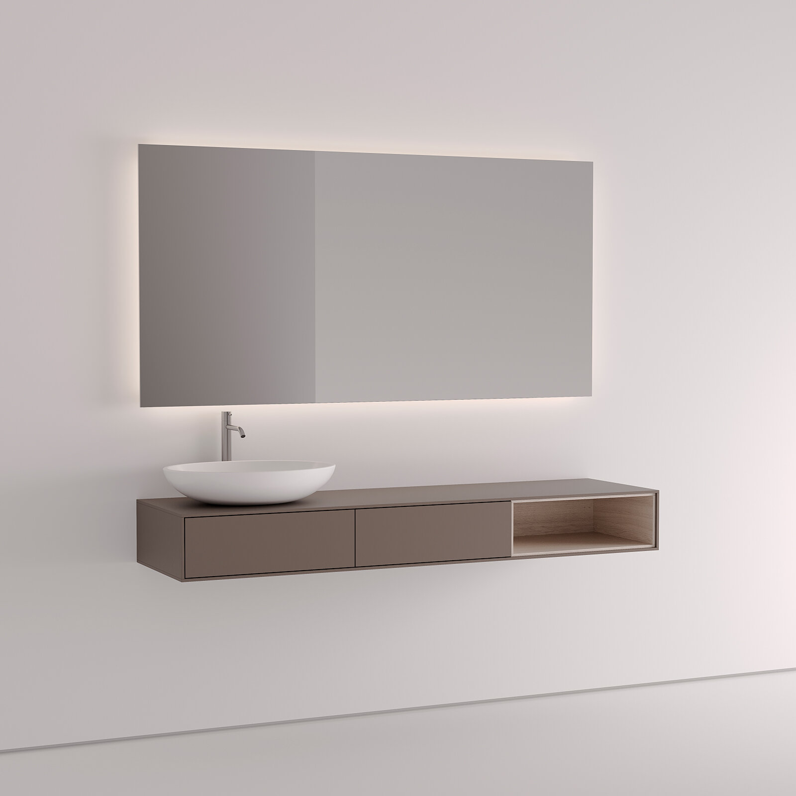 Тумба подвесная под две раковины 150 см. Vivomobili GRIGIO LONDRA