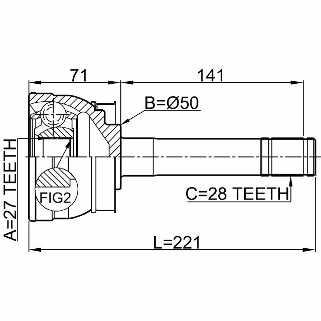 Шрус наружный 27x50x28 INFINITI, NISSAN 0210-064 FEBEST.
