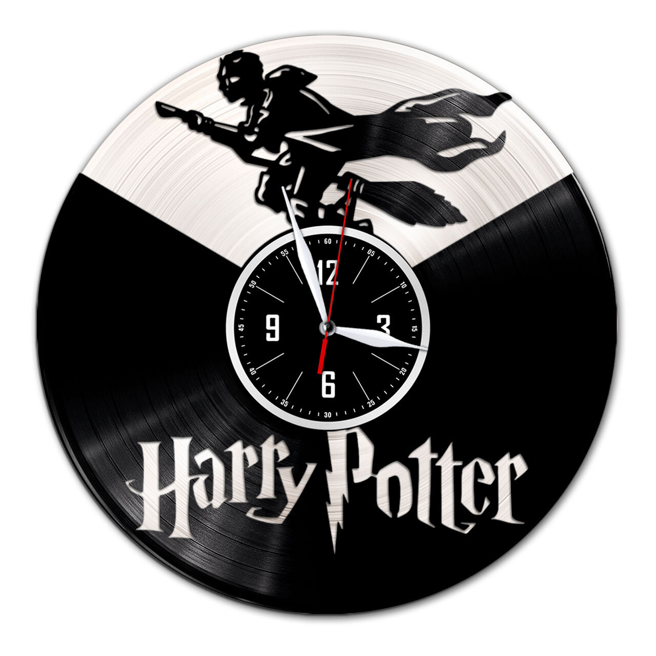 Гарри Поттер - настенные часы из виниловой пластинки (с серебряной подложкой)