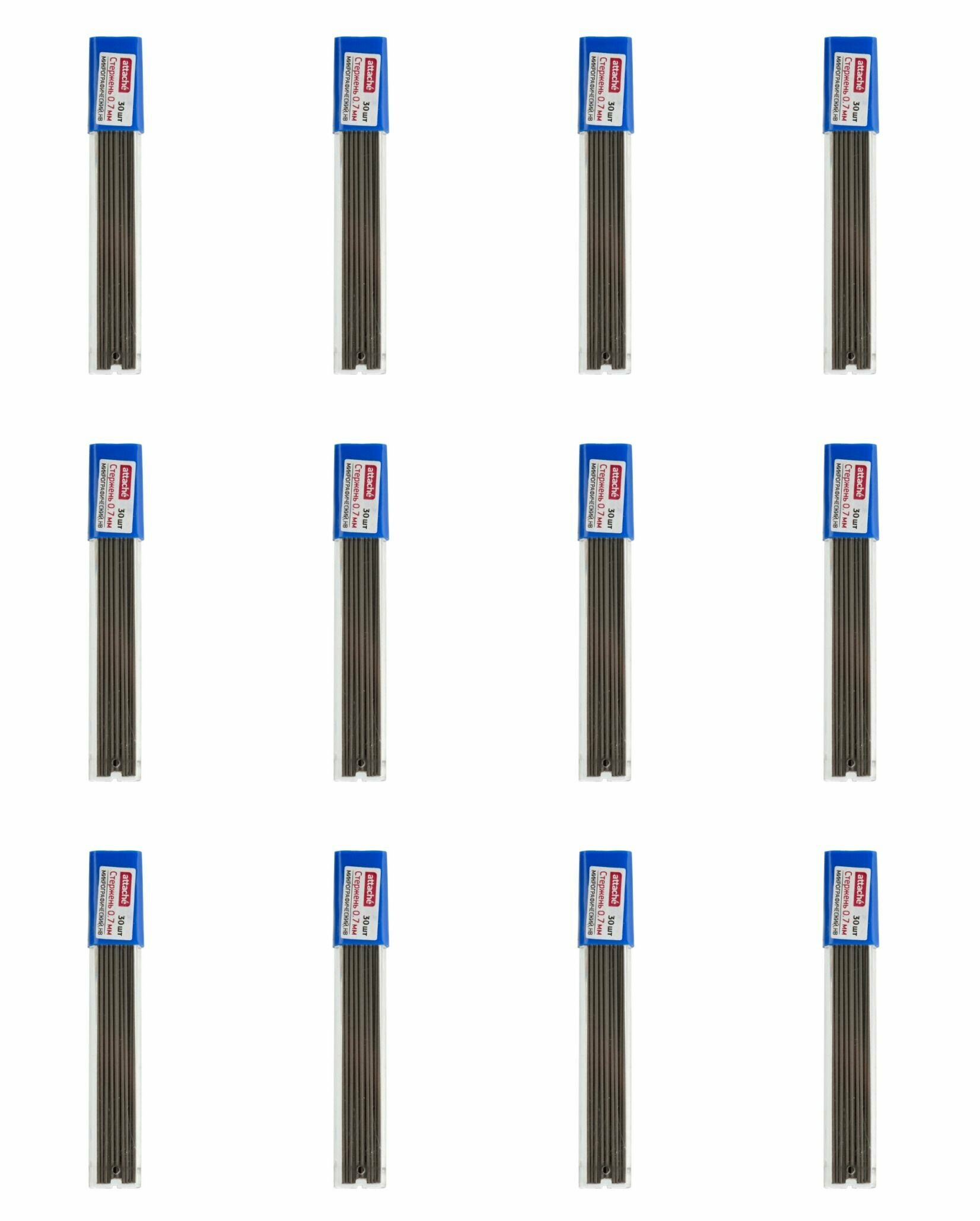 Attache Стержень микрографический 0,7мм , HB 30 грифелей, 12 уп