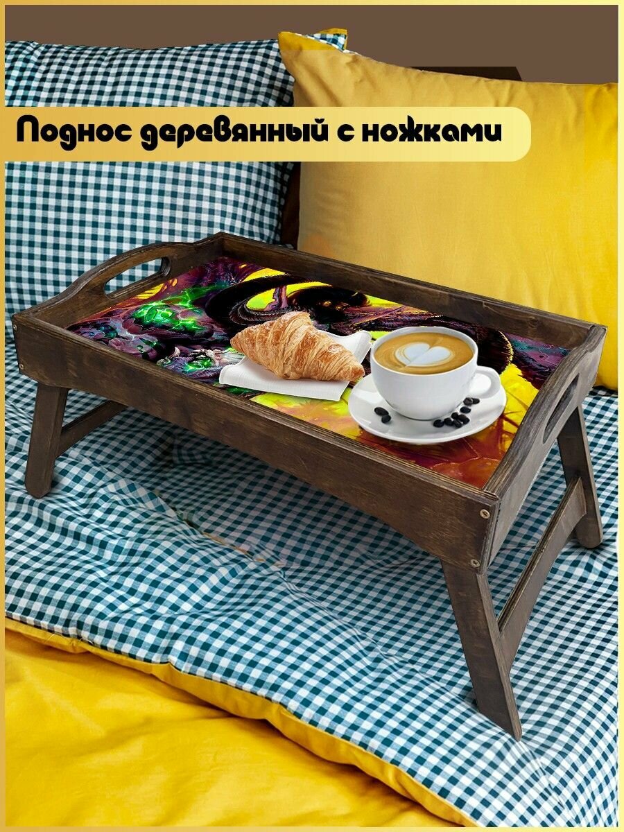 Деревянный поднос на ножках с рисунком игры - 83