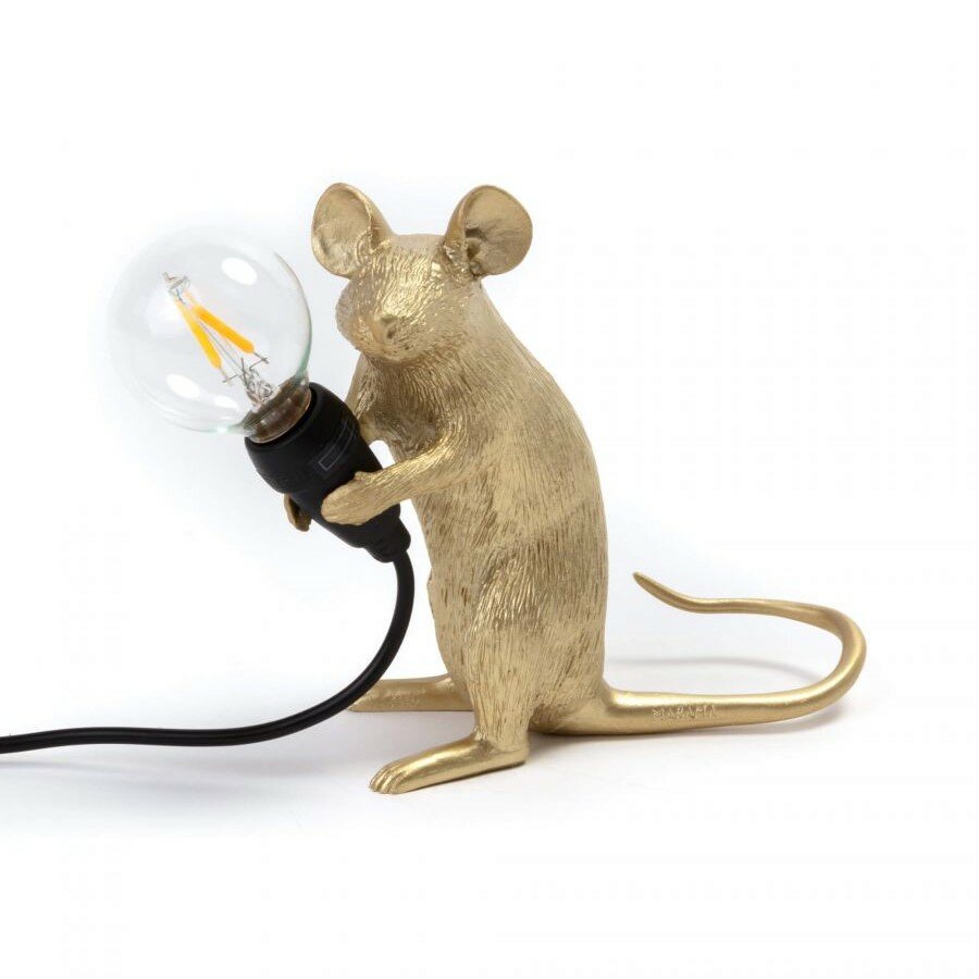 Настольная лампа Seletti Mouse Lamp Mouse Lamp Sitting GOLD USB 15231