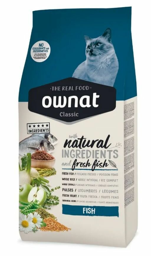 Ownat Adult Classic Корм сухой для кошек, с рыбой, 1.5 кг