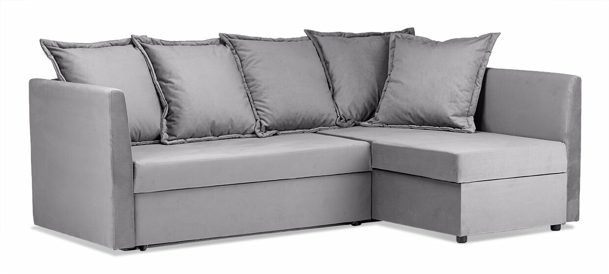 Диван угловой раскладной дельфин Хольмсунд, в цвете серый (Velutto 52)