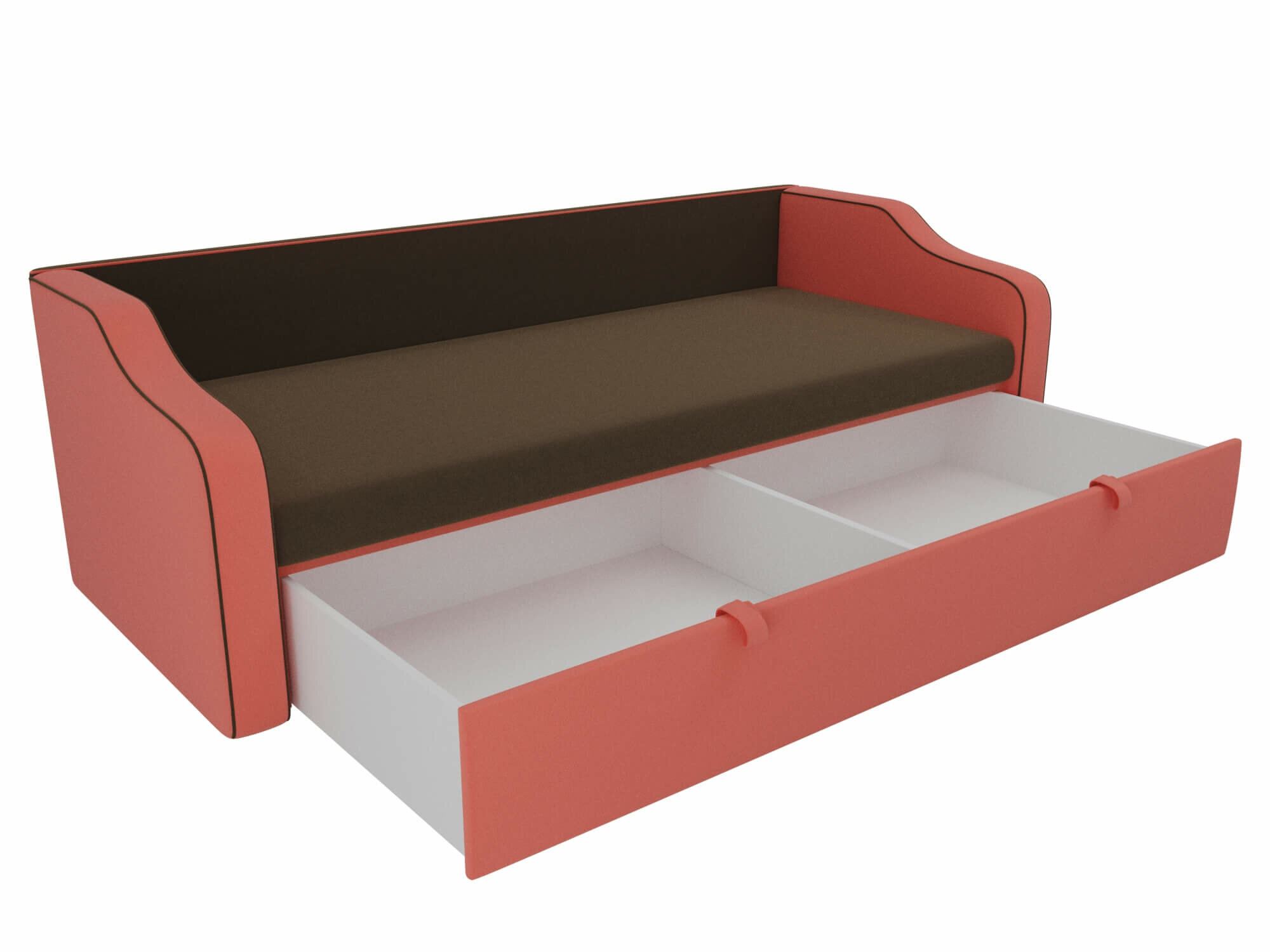 Artum Прямой диван Рико вельвет коричневый коралловый