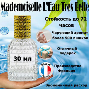 Масляные духи Mademoiselle L’Eau Tres Belle, женский аромат, 30 мл.
