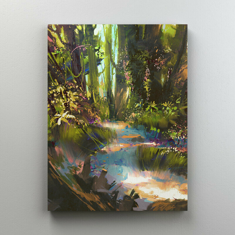 Интерьерная картина на холсте "Тропинка в сказочной чаще" размер 22x30 см