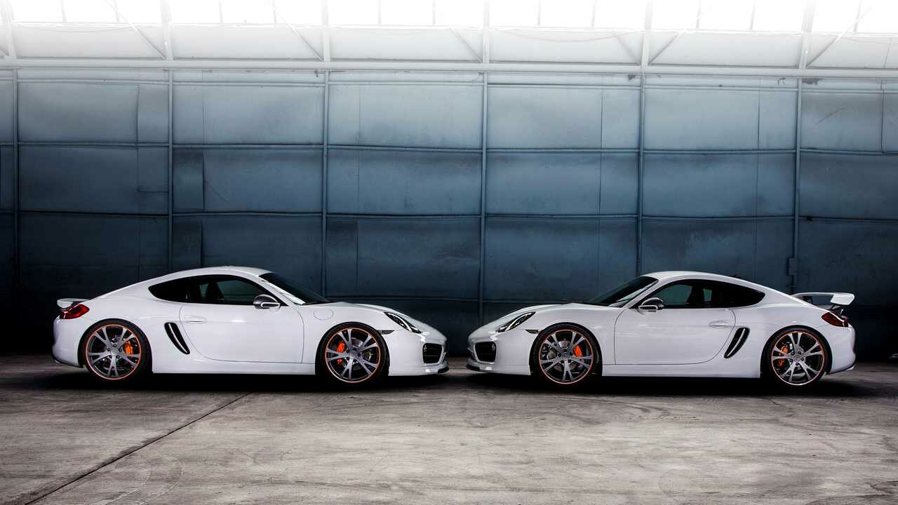 Картина на холсте 60x110 LinxOne "Cayman porsche кайман Techart" интерьерная для дома / на стену / на кухню / с подрамником
