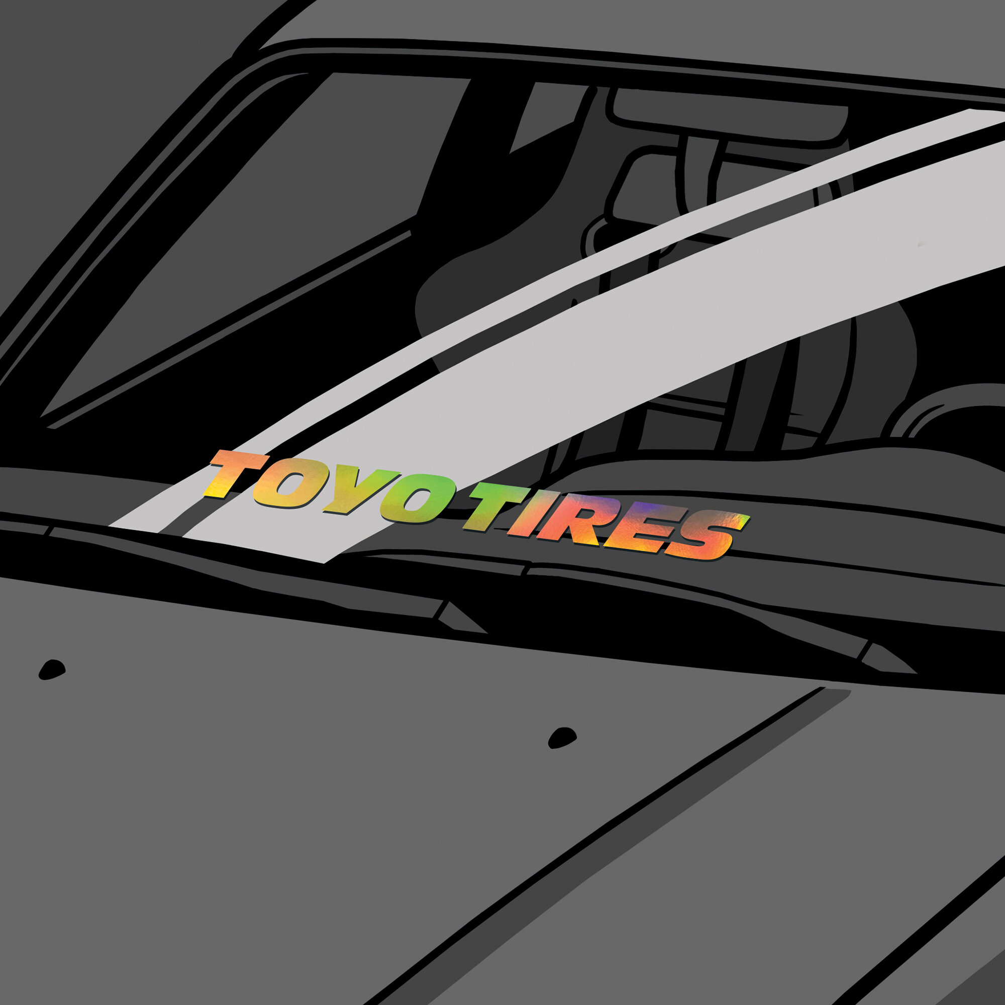 Голографический стикер на стекло Toyo tires, prism 60х12см / Resource Stickers