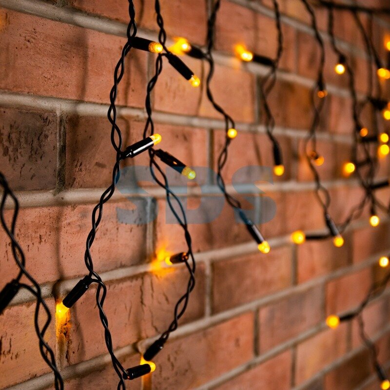 Лампы светодиодные Neon-Night Гирлянда светодиодная Бахрома (Айсикл) 4,8х0,6м 176 LED теплый белый черный ПВХ IP65 эффект мерцания 230В нужен блок питания 303-500 NEON-NIGHT