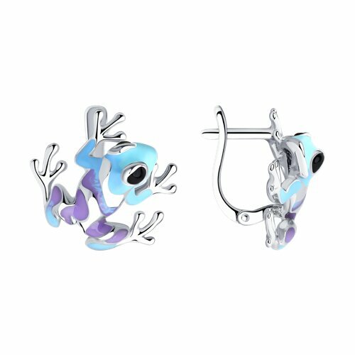 Серьги, серебро, 925 проба, родирование, эмаль