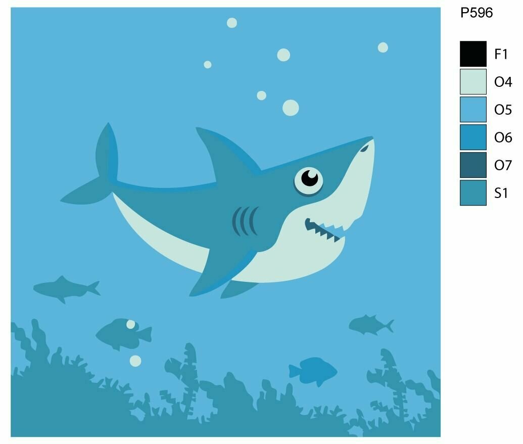 Детская картина по номерам P596 "Милый акулёнок" 30x30
