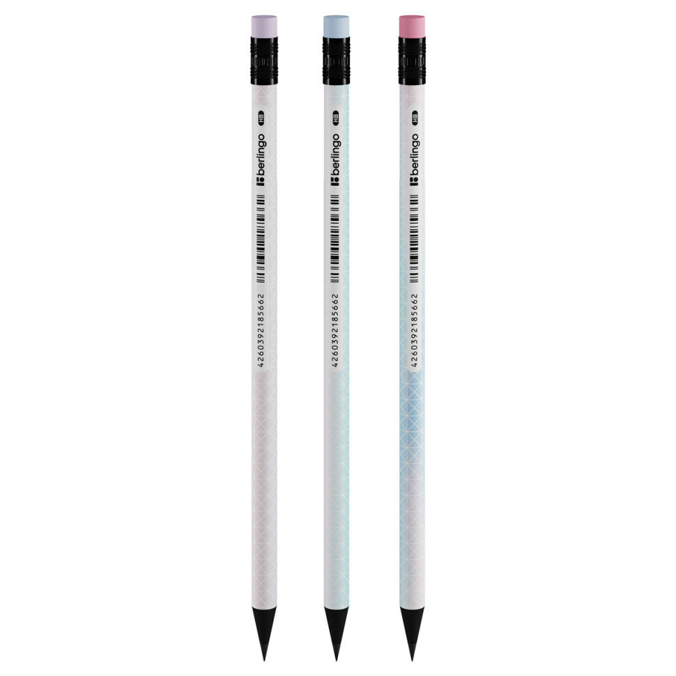 Карандаш ч/г Berlingo "Shade" HB, черное дерево, круглый, заточен, с ластиком, ассорти, 320765