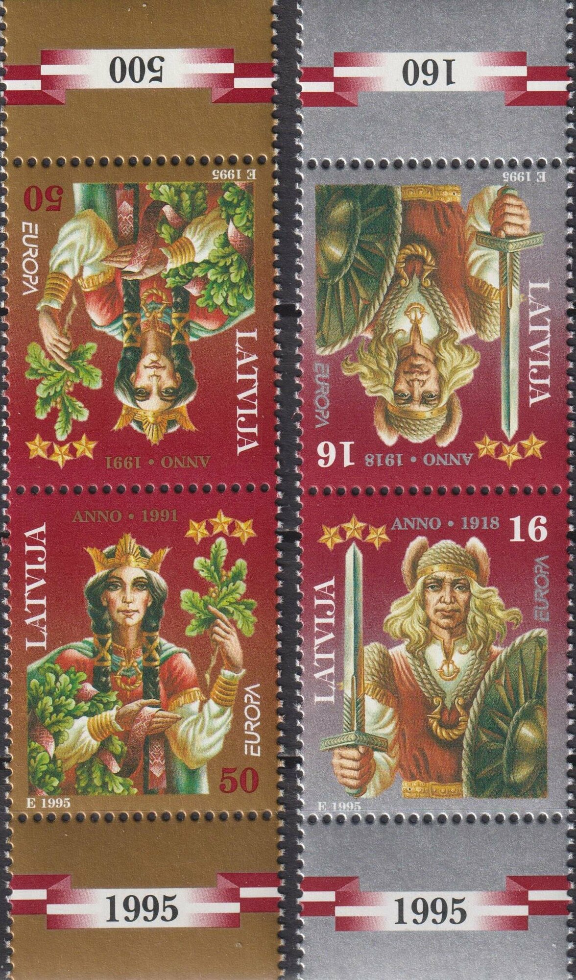 Почтовые марки Латвия 1995г. "Мир и свобода" Лидеры государств, Костюмы MNH