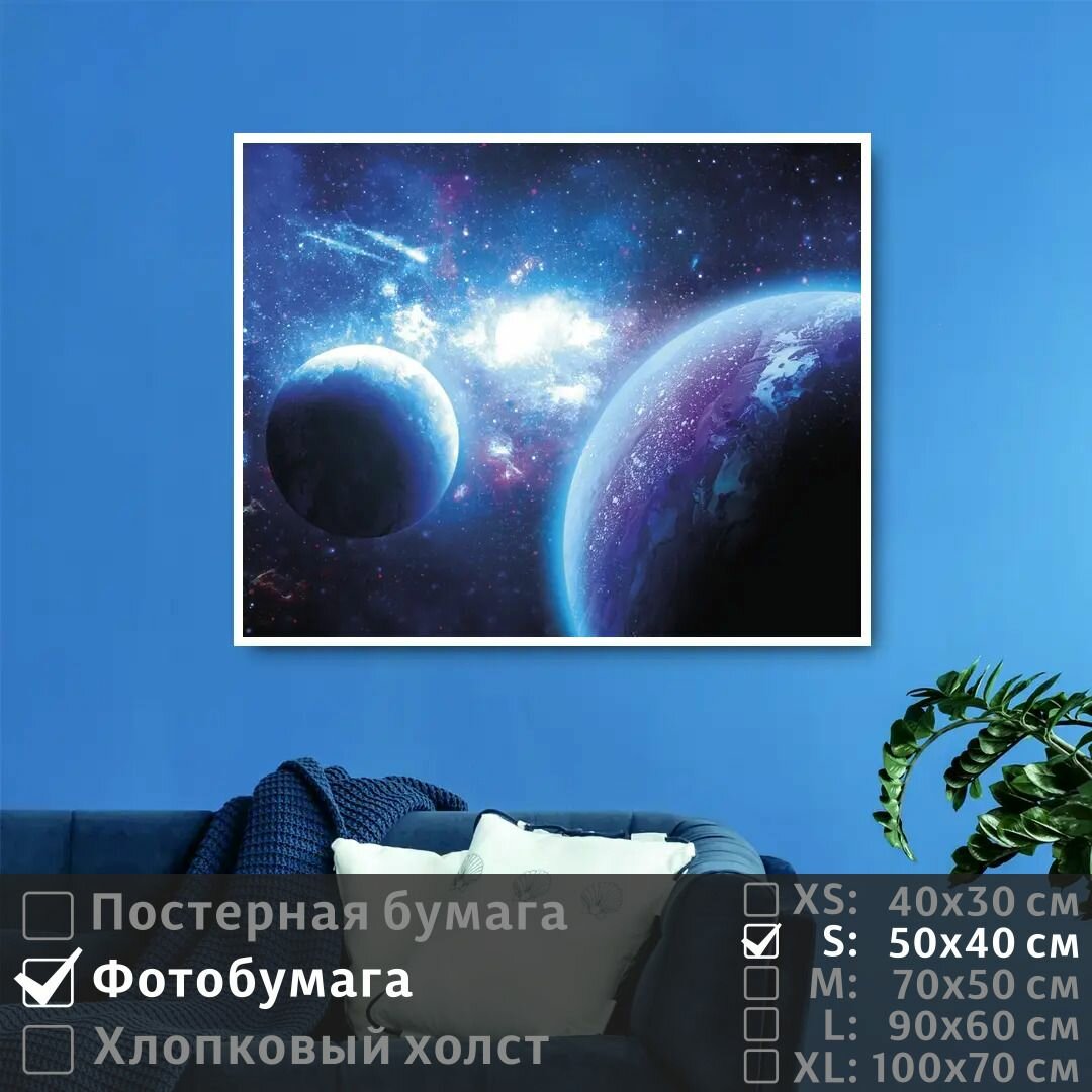 Постер на фотобумаге Планеты В Космической Галактике 50х40 см ПолиЦентр