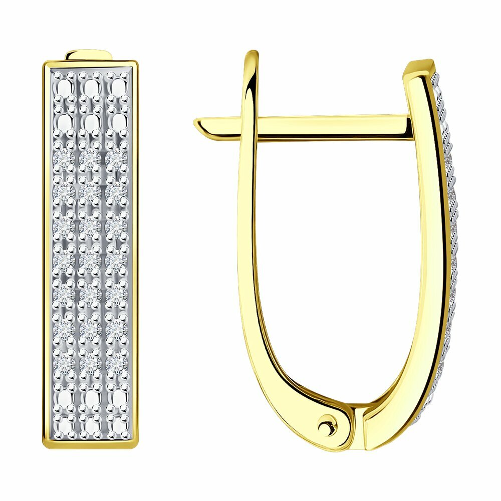 Серьги, желтое золото, 585 проба, бриллиант