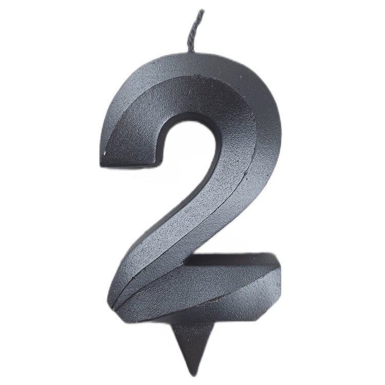 Свеча -цифра "2" Грань черный жемчуг, 7 см