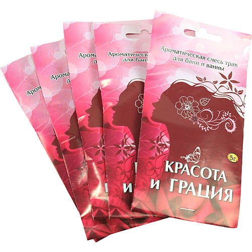 Ароматическая смесь для бани и ванны "Красота и грация", 5 фильтр-пакетиков по 5 г