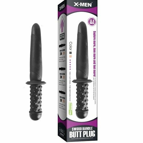 Анальная втулка меч с насечками с рукоятью чёрная, X-MEN-3020