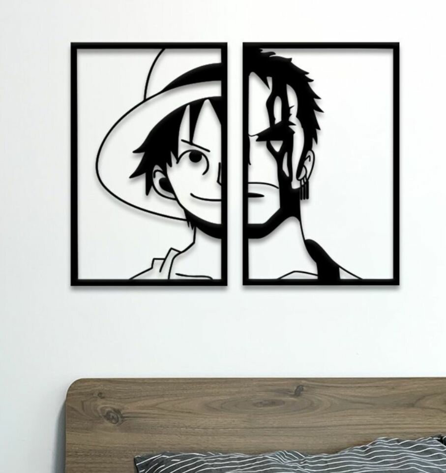 Панно набор 50 см Ророноа Зоро из аниме и манга "One Piece", наклейка на стену, картина