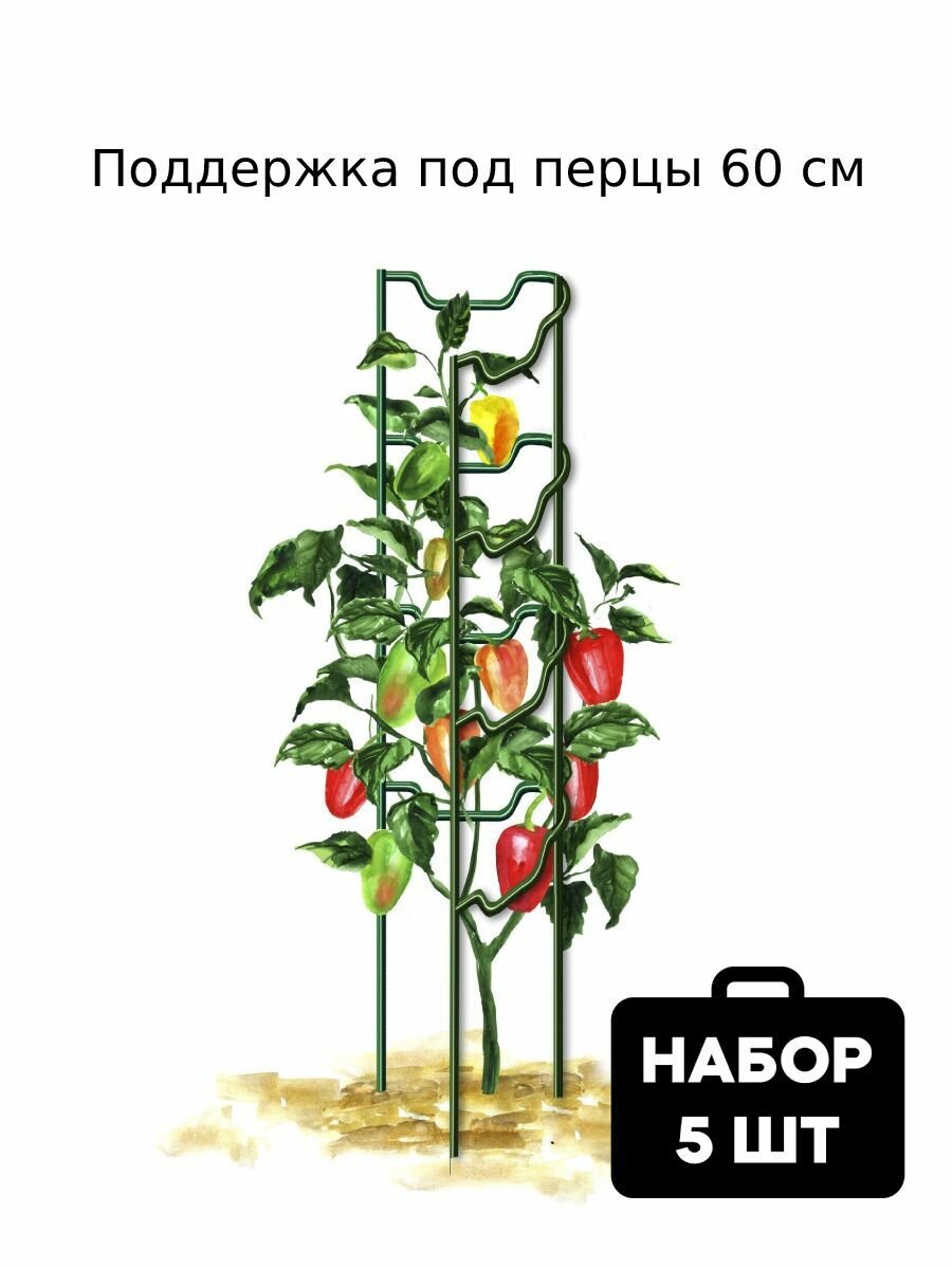 Поддержка под перцы 60 см зеленая (набор 5 шт)