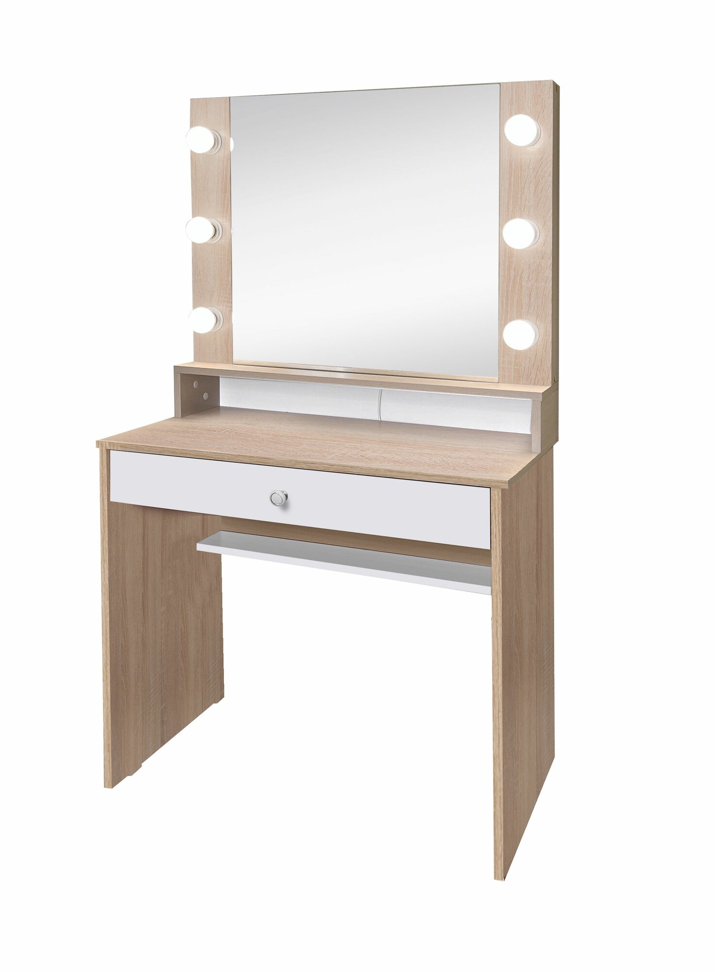 Туалетный столик с зеркалом ТС-7, 145х80х45 см, цвет Дуб сонома/Белый, ЛДСП