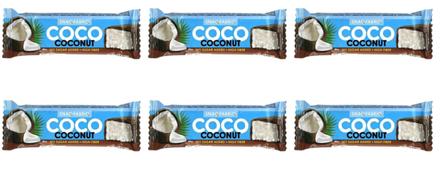 Батончик Snaq Fabriq COCO COCONUT, глазированный с начинкой кокос, с высоким содержанием клетчатки, 40 гр, 6 шт