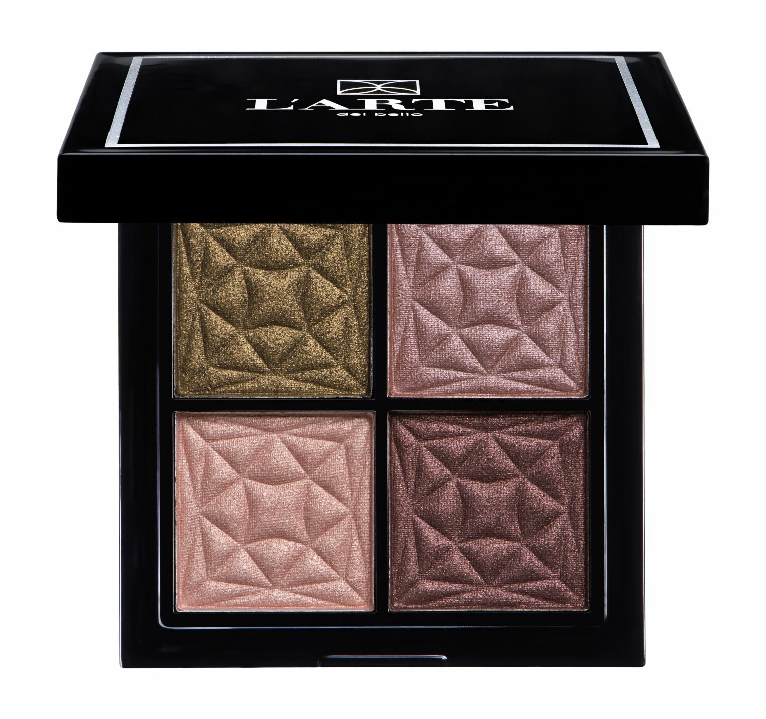 L'ARTE DEL BELLO Палетка теней Quadro Eleganto, 0,8 г, 07 give a glam (оливково-коричневая)