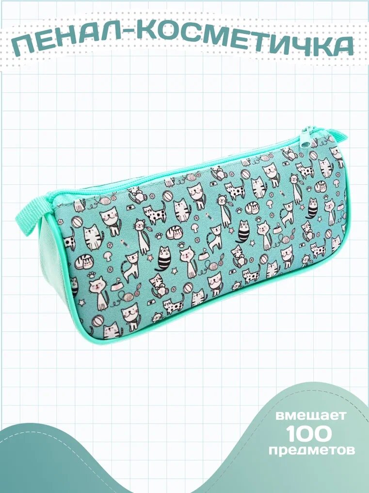 Пенал школьный для девочек и мальчиков AXLER мягкий для канцелярии карандашей ручек, детский для школы, косметичка