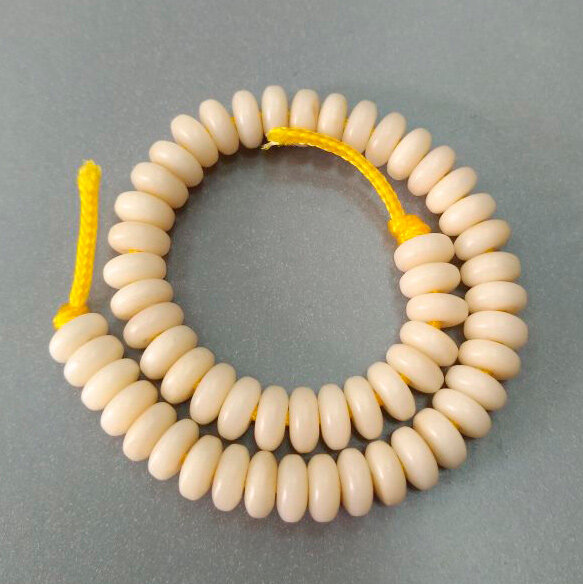 Бусина деревянная, 6х3мм, рондель, орех тагуа, айвори, 108 шт, низка