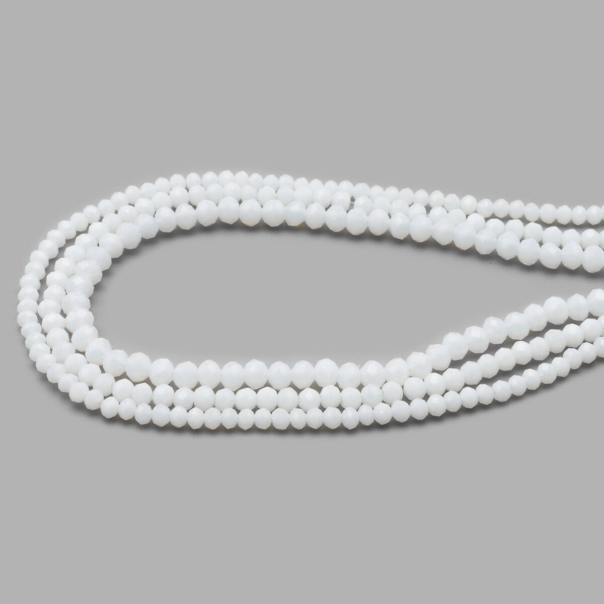 Бусины для рукоделия из стекла на нитке, граненые, 3 шт по 38 см (2, 3, 4 мм), Astra&Craft (49 белый)