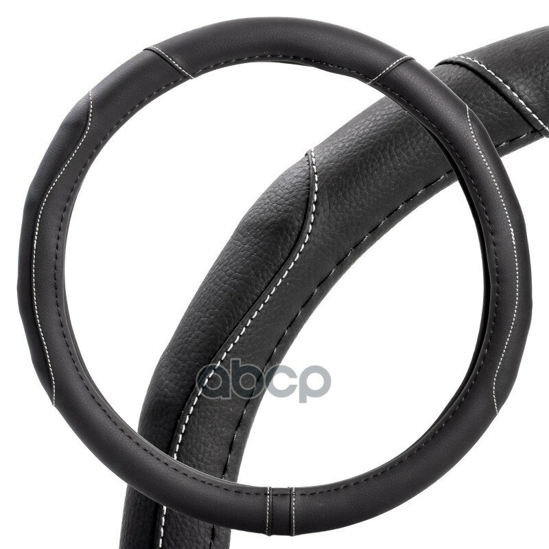 Оплетка на руль, искусст. кожа, рельефная, черная, бел. прошивка, 38 см/М AIRLINE арт. AWSLI18M