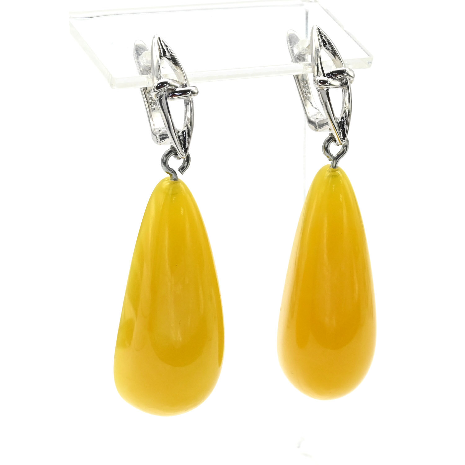 Серьги с подвесками, янтарь