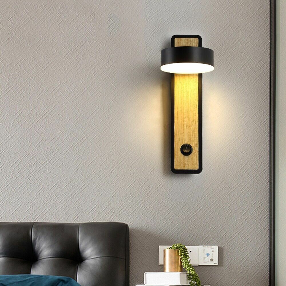 Бра настенный светильник с выключателем на корпусе LED 5 Вт Rotary Round Sconce черный Blesslight
