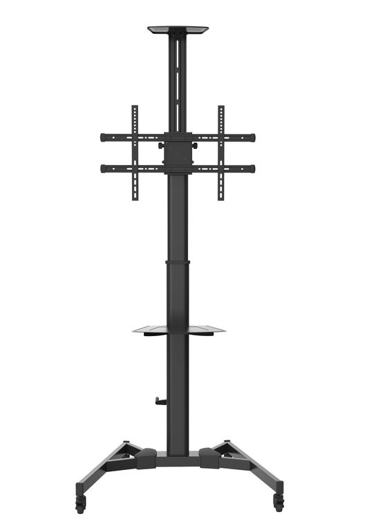 Стойка digis dsm-p264ch мобильная для тв 37"-70" до 50 кг, vesa до 600x400мм, наклон -10°/+10°, безинструментальная регулировка высоты тв, полки для камеры и источников, поворот в портретное положение (90°)